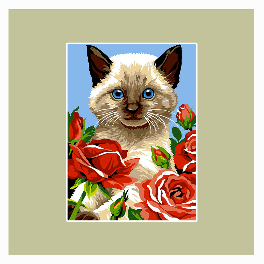 Gatto tra le profumate rose - Ricamare a Mezzo Punto – La Casa Del ...